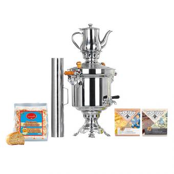 Teeparty-Set: Holzkohle-Samowar (inkl. Schornstein) mit Teekanne inkl ...