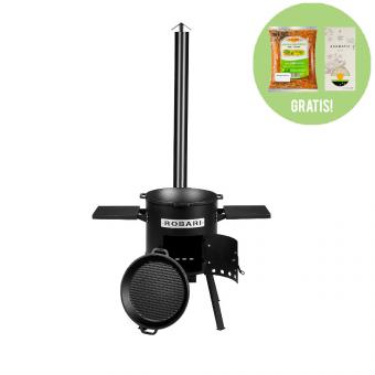ROBARI ASIA 12 - PREMIUM-Set: Kasan 12l mit Grilldeckel + Feuerofen mit ...