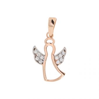 Anhänger Engel aus 585 Rotgold mit Zirkonia online kaufen