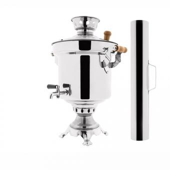Stainless steel samovar with wooden handles, 5 liters purchase online