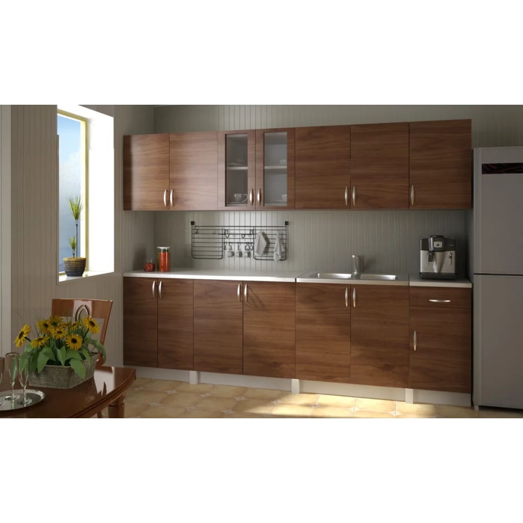 Einbauküche 260 cm Küchenzeile Küche Kitchen Set Küchenblock Hellbraun ...