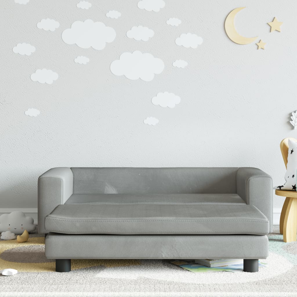 Children's sofa with stool light gray 100x50x30 cm velvet purchase online
