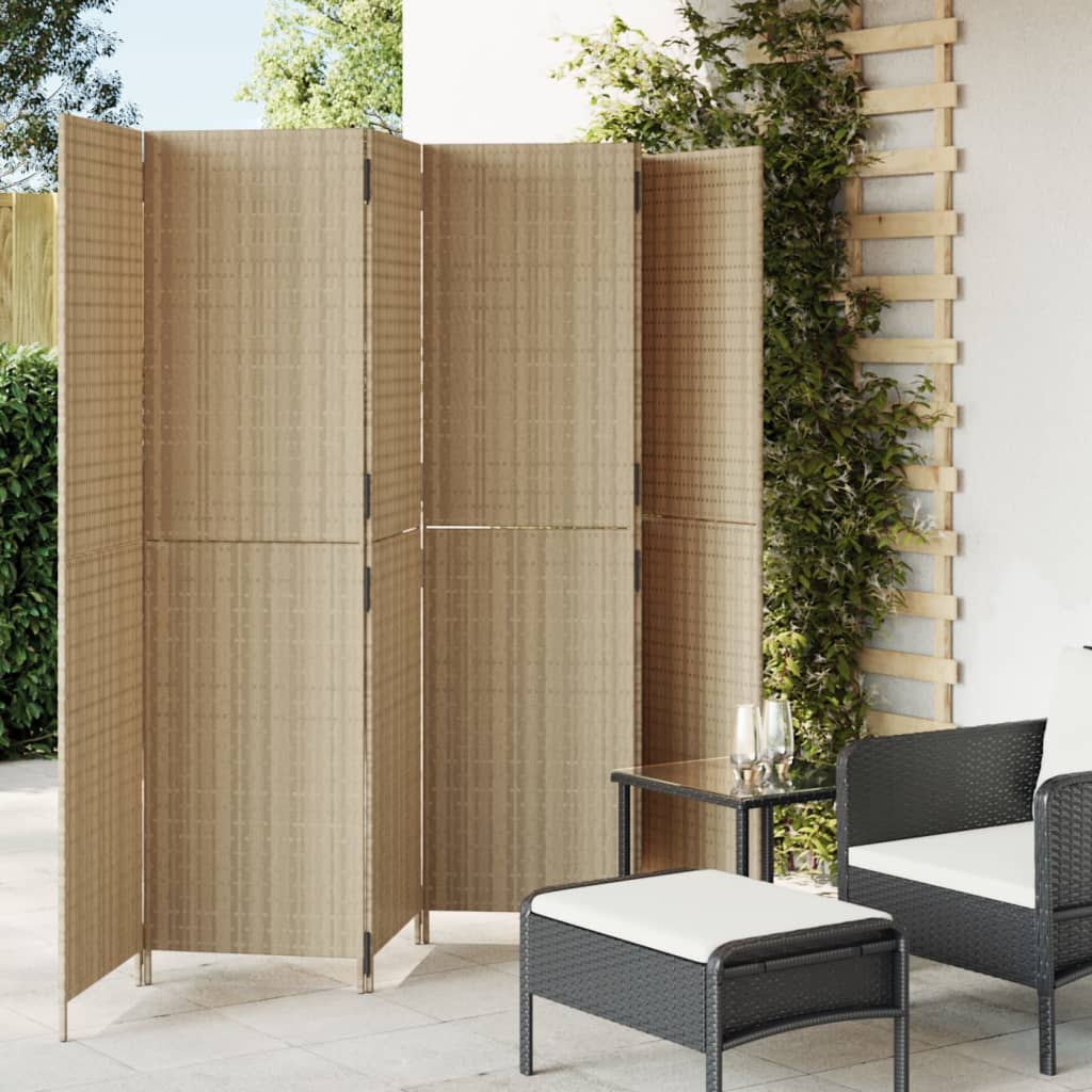 Paravent 6-tlg. Beige Poly Rattan online kaufen