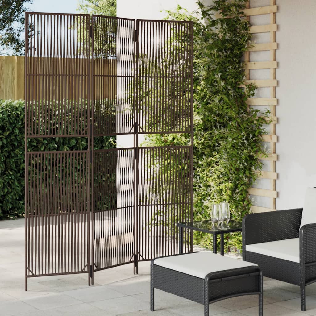Paravent 3-tlg. Braun Poly Rattan online kaufen