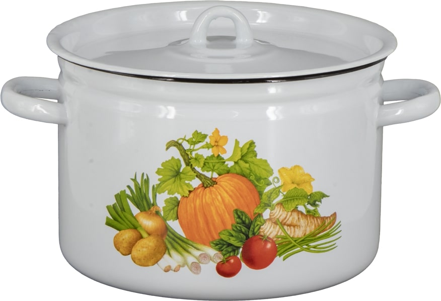 Lysvenskiye enameled cooking pot with lid Pumpkin enameled, 5.5 L ...