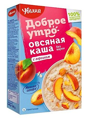 Uvelka oat flakes with peach pieces, 5x40g purchase online