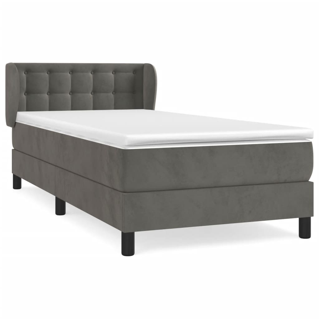 Boxspringbett mit Matratze Dunkelgrau 90x200 cm Samt Dunkelgrau 90 x ...
