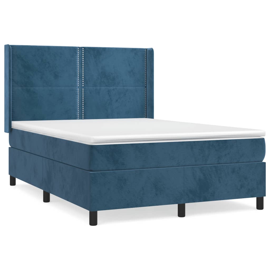 Boxspringbett mit Matratze Dunkelblau 140x200 cm Samt online kaufen