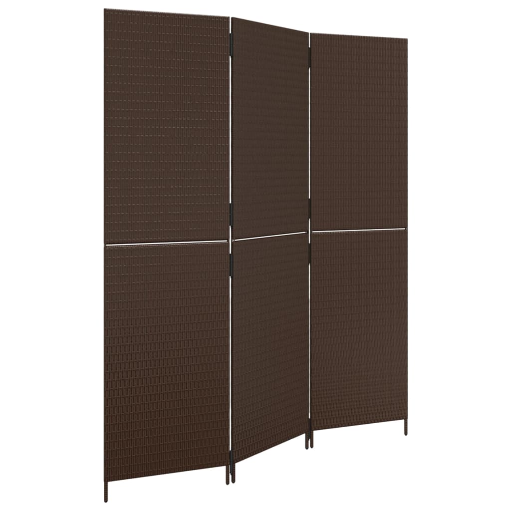 Paravent 3-tlg. Braun Poly Rattan online kaufen
