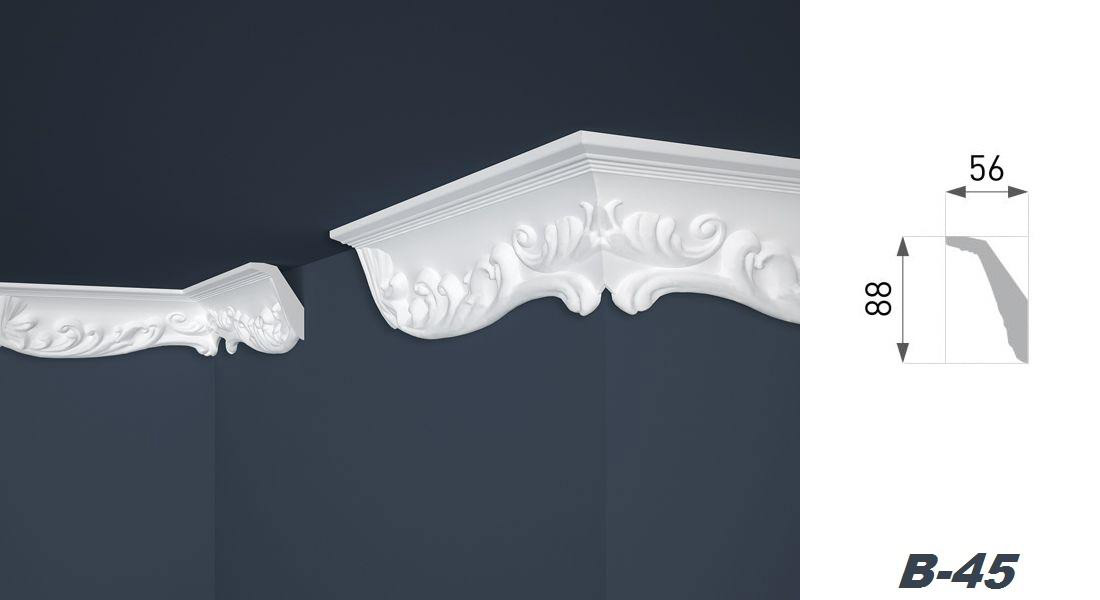 Marbet Stuckleiste B-45 weiß gemustert, 56 x 88 mm online kaufen