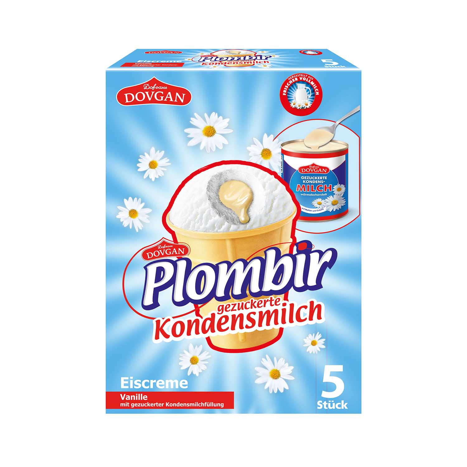DOVGAN Plombir condensed milk ice cream, 5 pieces, 600 ml purchase online