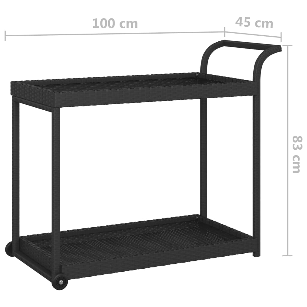Barwagen 100x45x83cm Poly Rattan Servierwagen Rollwagen online kaufen